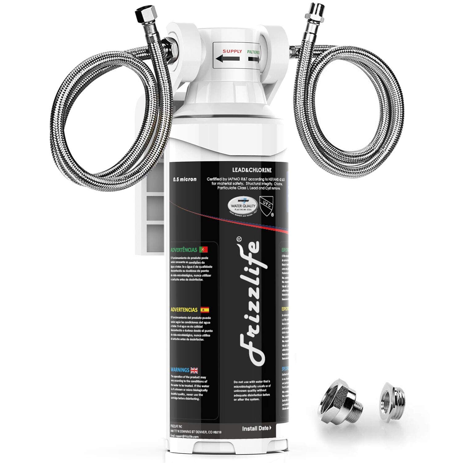 Frizzlife Under Sink Water Filter System-NSF/ANSI 53&42 Certified High Capacity Direct Connect Under Counter Drinking Water Filtration System-0.5 Micron Reduces Lead, Chlorine, Bad Taste & Odor