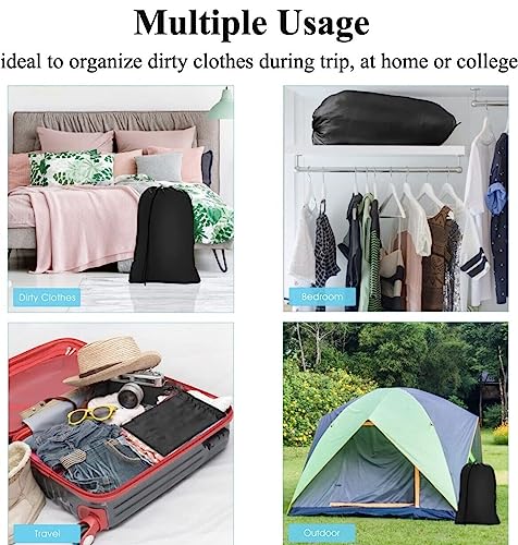 Heavy Duty Large Laundry Bags 2 Pack 30 x 40 inch XL Drawstring Travel Organizer Bag Fit Hamper Basket Camp Home College Dorm Tear Resistant Dirty Cloth Big Storage, Three Loads of Clothes Black