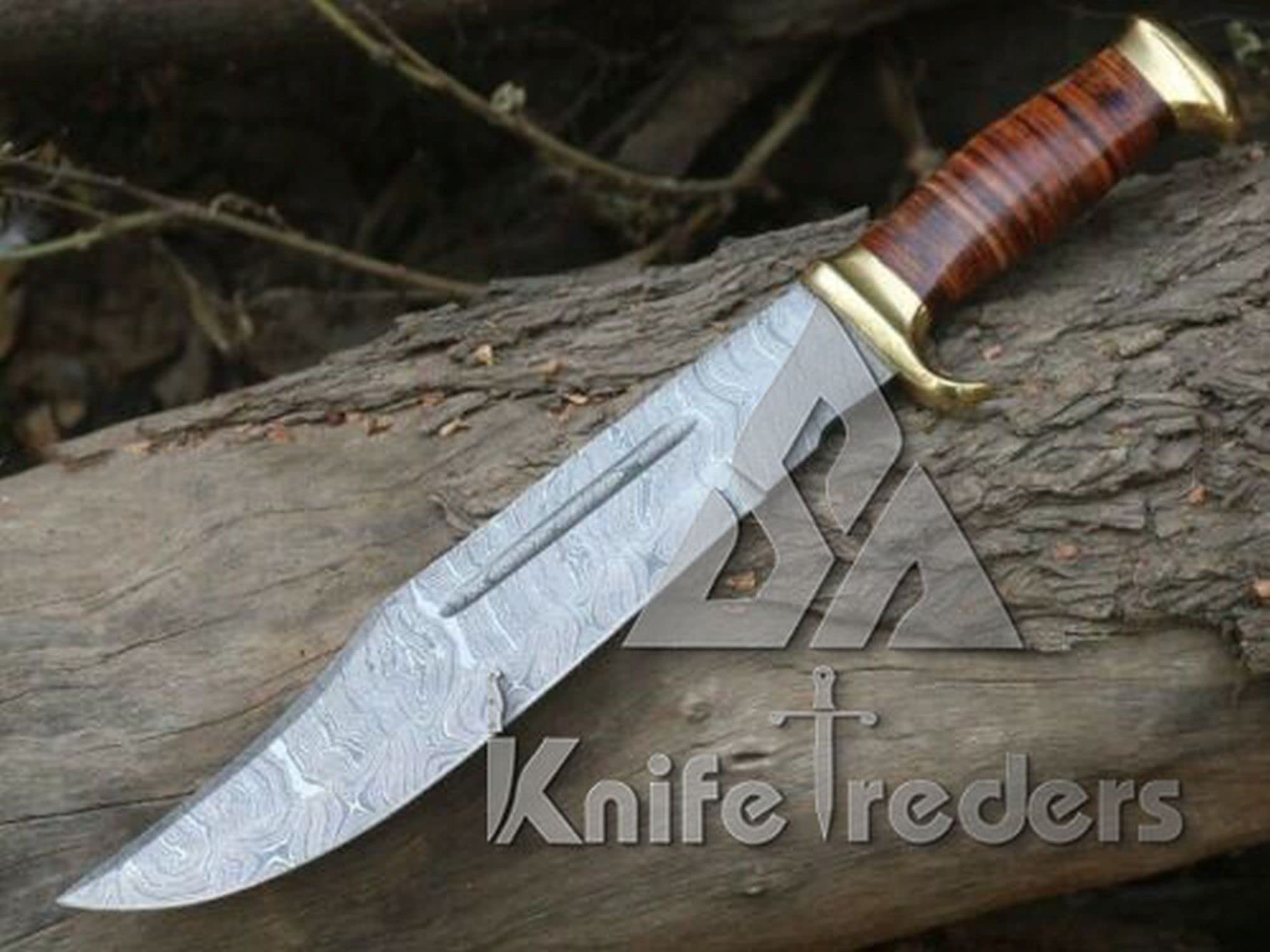DSK-186 18 Inch Custom Handmade Damascus Steel Hunting Crocodile Dundee Bowie Knife