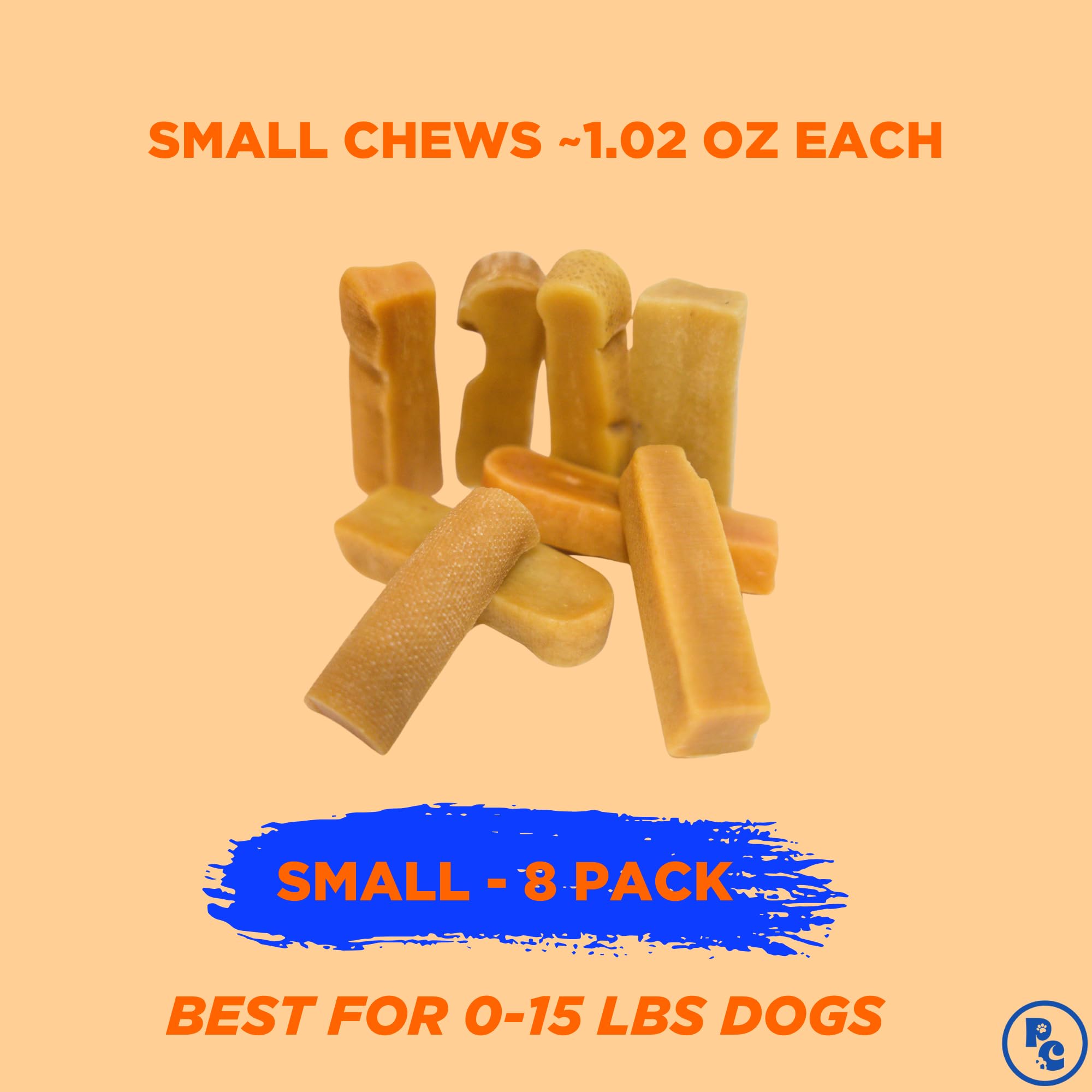 PAWW CHEW Himalayan Yak Chews for Small Dogs - 100% Natural Long Lasting Dog Treat, (Small - 8 Pack) Odorless, High Protein Yak Cheese, Limited Ingredient Yak Bones for Small Dogs