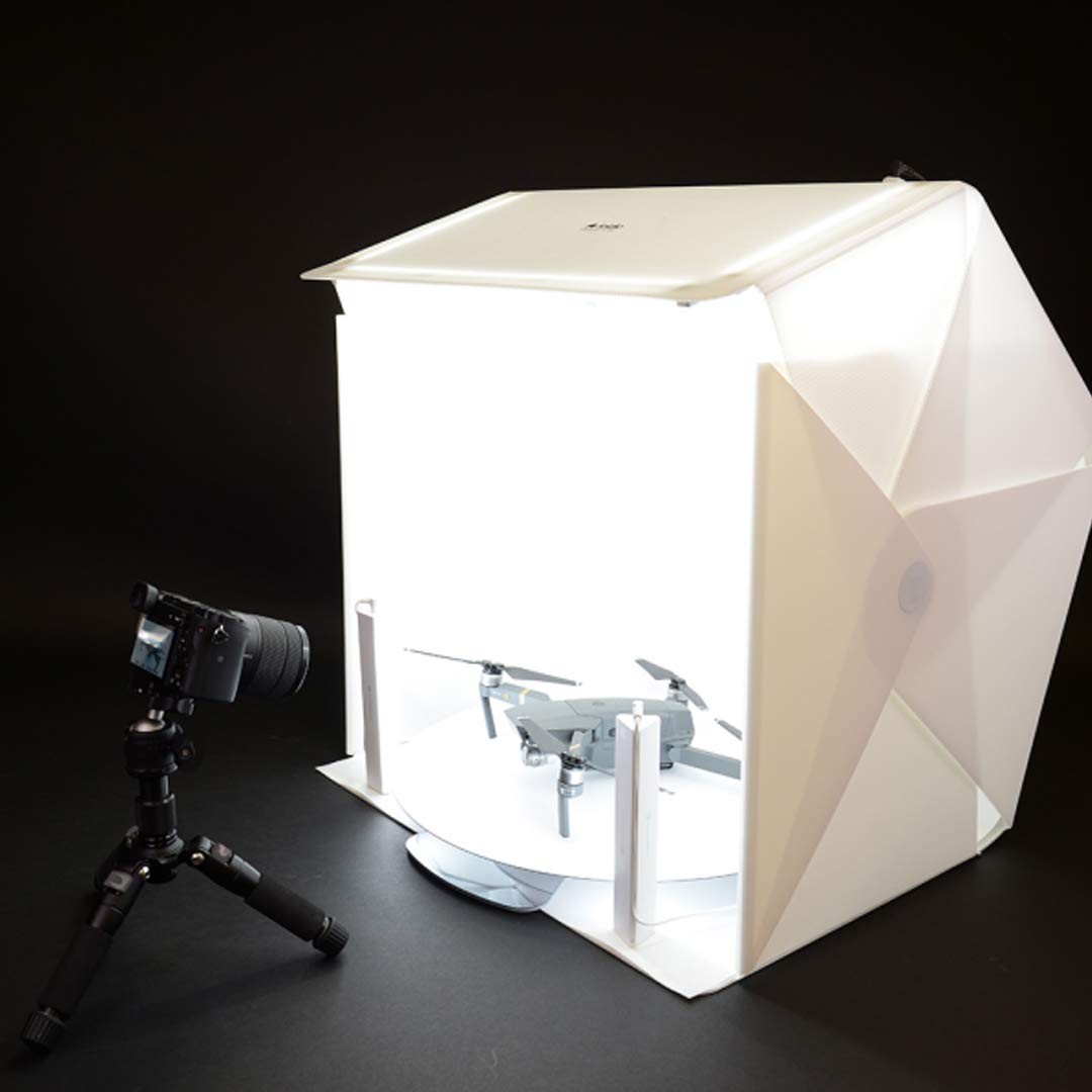 Foldio3 + 360 Studio Fullset (25inch Photo lightbox Studio with 10inch 360 Photography Turntable and 20inch Extended Plate Set/Photo Light Box/Bluetooth 360 Turntable/ 20" Extension Kit Included)