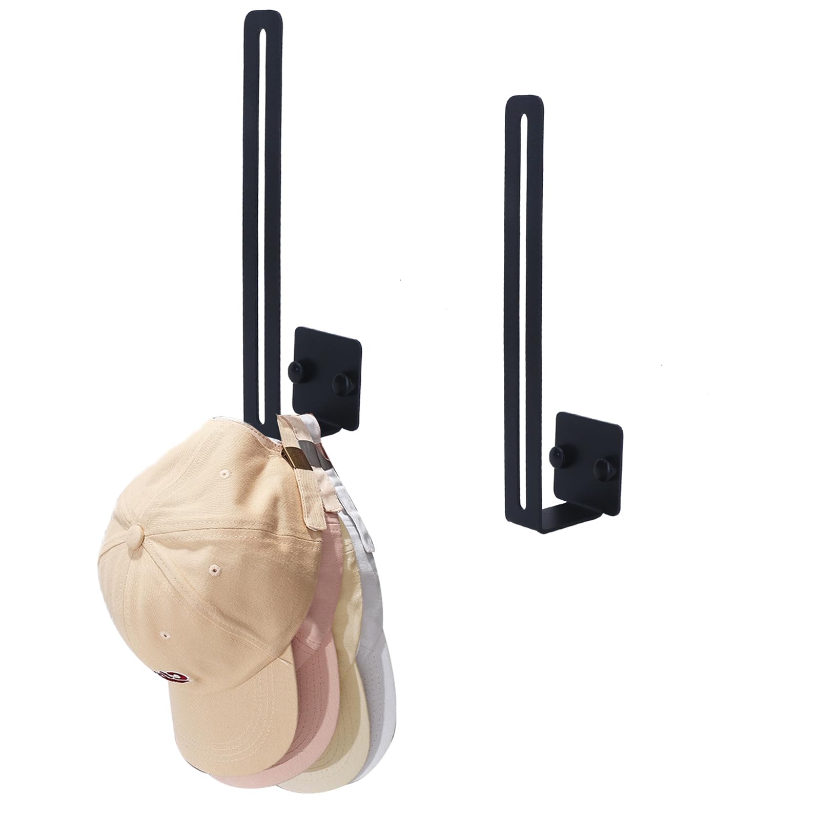 SYXUPUMI 2 Pack Hat Racks for Baseball Caps Wall,Adhesive Hat Organizer for Baseball Caps,Hat Holder for Closet Bedroom Storage,Space Saving Modern L -Shaped Hat Hooks Wall Mount