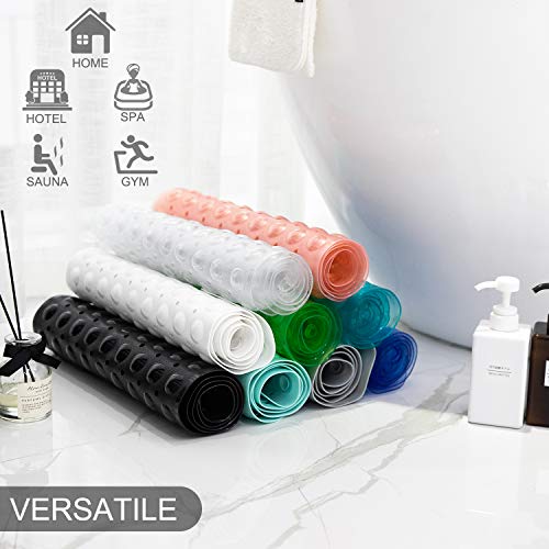 TEESHLY Bathtub Mats for Shower Tub Extra Long Non-Slip Bath Mat, 39 x 16 Inch Shower Mat with Drain Holes and Suction Cups, Bath Tub Mat for Bathroom with Machine Washable (Clear Grey)