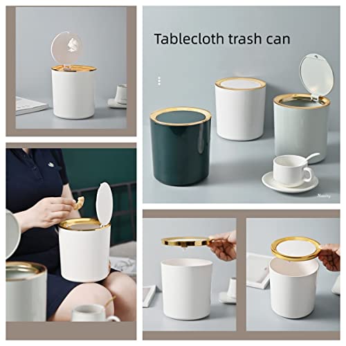 Mini Trash Can with Lid, -Wastebasket for Bathroom Vanity, Desktop, Tabletop Kitchen, Tabletopand Officeor Coffee Table - Dispose of Cotton Rounds, Makeup Sponges, Fruit Peel (White)