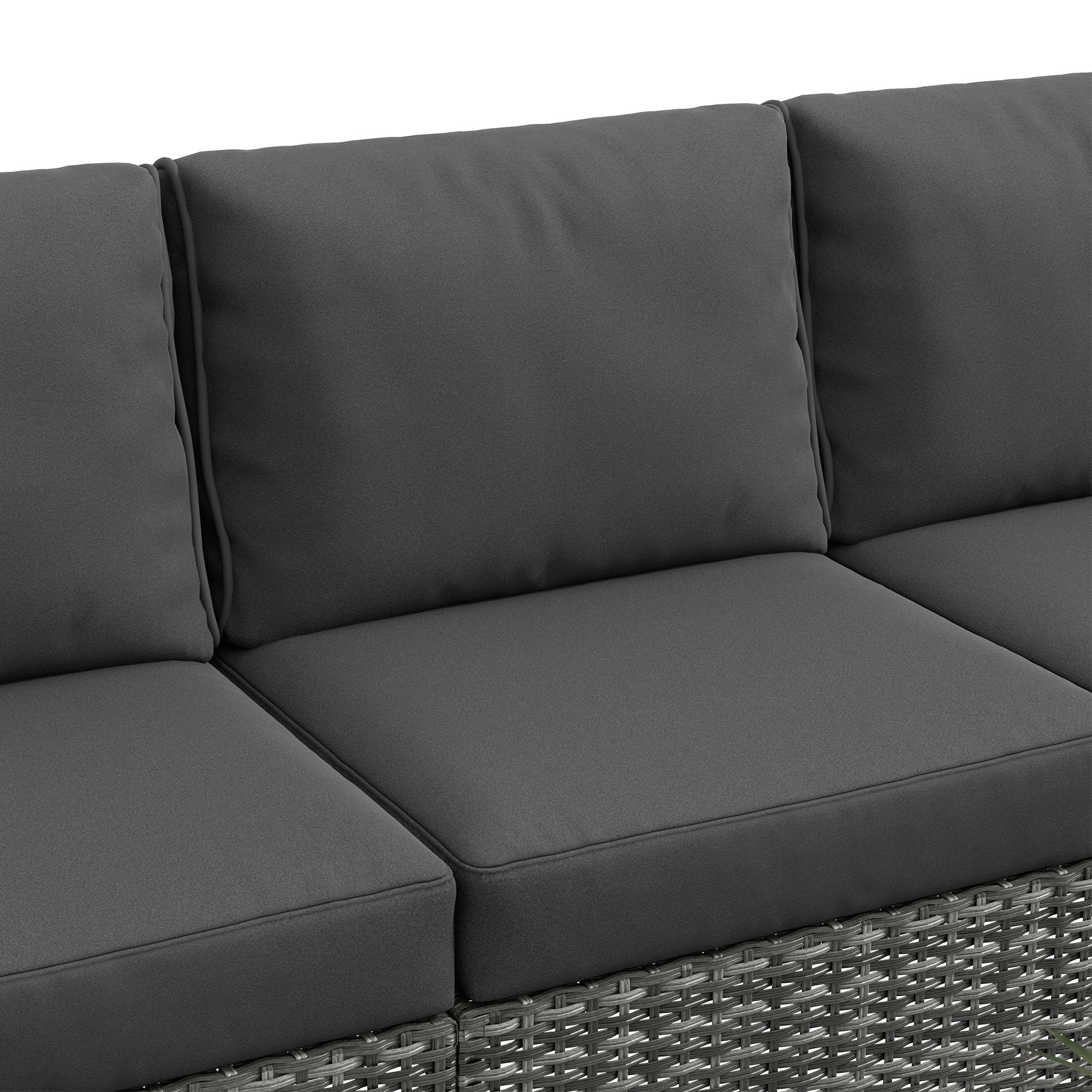 Outsunny 5 Piece Patio Furniture Set with Cushions, Outdoor PE Rattan Wicker Conversation Sofa Set with Storage Bin Coffee Table, Dark Gray