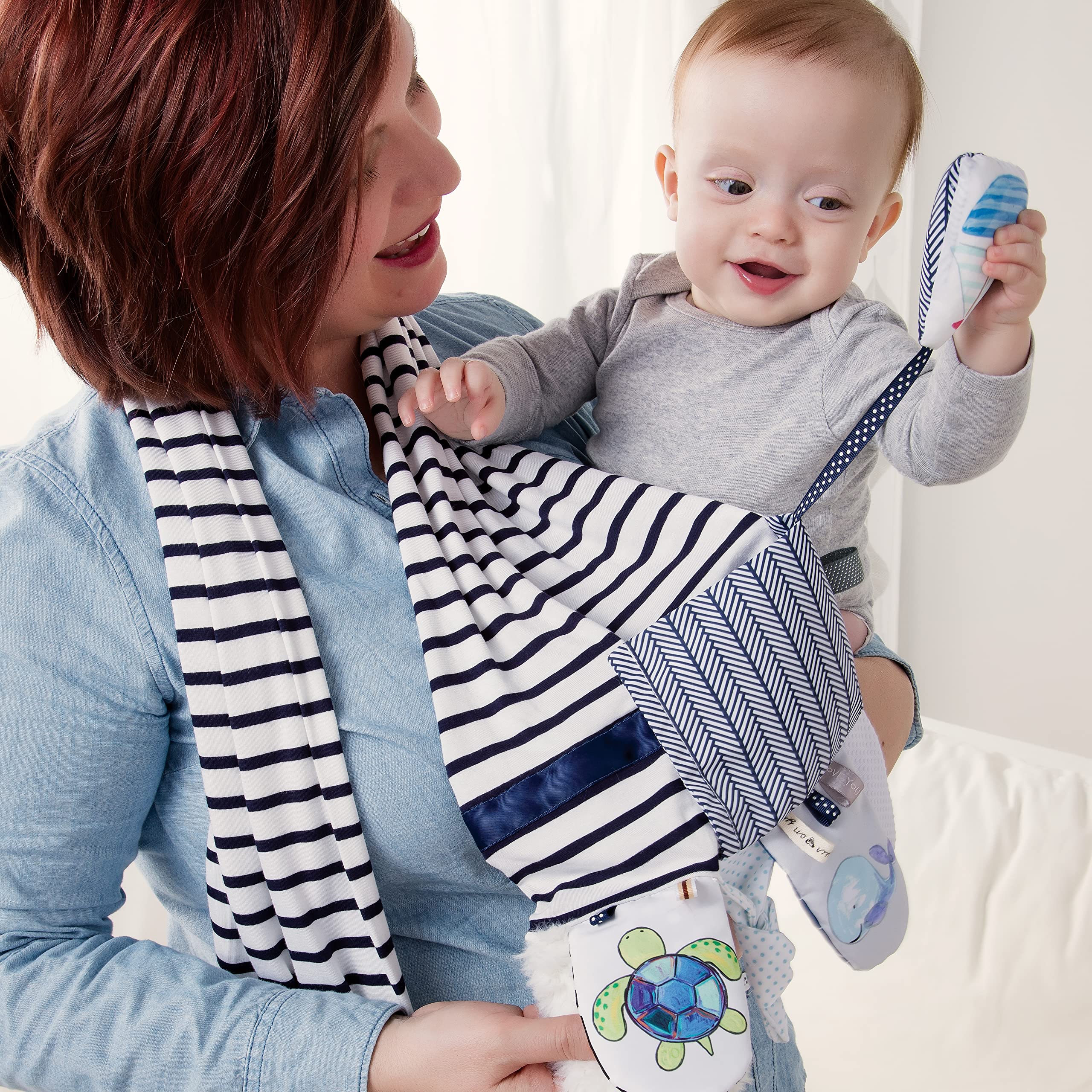 DEMDACO Baby Activity Blue Stripe One Size Fits Most Polyester Fabric Fashion Scarf