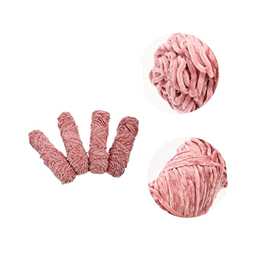 TEHAUX 4pcs Colorful Gold Velvet Yarn Crochet Yarn Thick Knitting Supplies Wool Scarf Chunky Knit Chenille Yarn Chunky Knit Yarn Cotton Yarn Knitting Thread DIY Chenille Wool Soft Pink