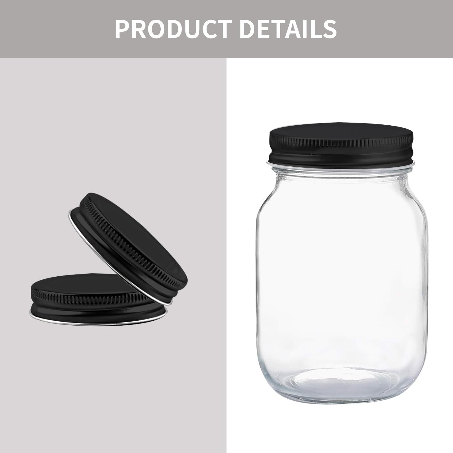 novelinks 16 OZ Clear Plastic Mason Jars with Airtight Lids - Plastic Mason Jars 16 OZ Plastic Jars with Lids for Kitchen & Household Storage (6 PACK, Silver)