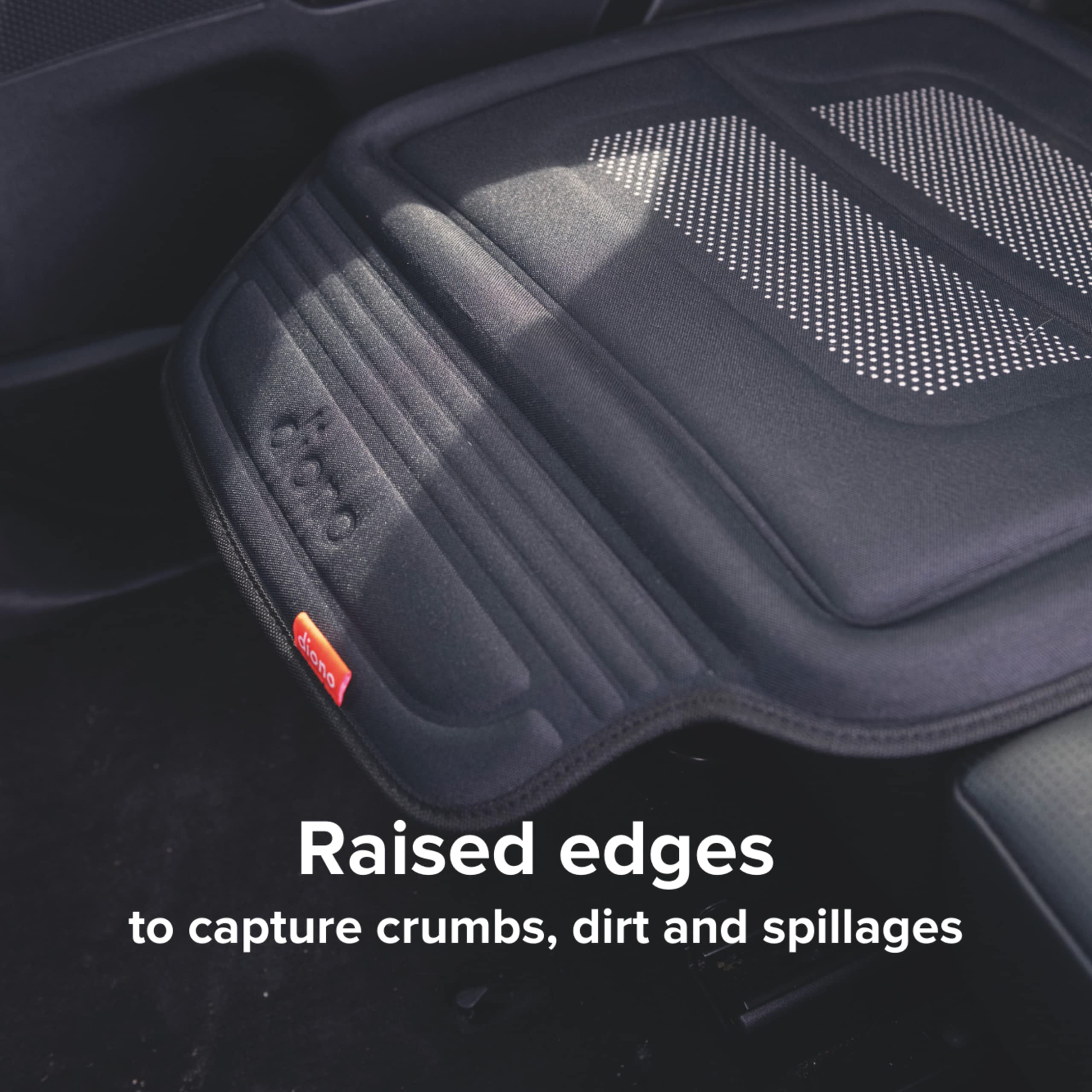 Diono Seat Guard Complete, Full Size Car Seat Protector for Under Child Car Seat, Crash Tested, Raised Edges, Thick Padding & Non Slip Backing for Durable Protection, Black