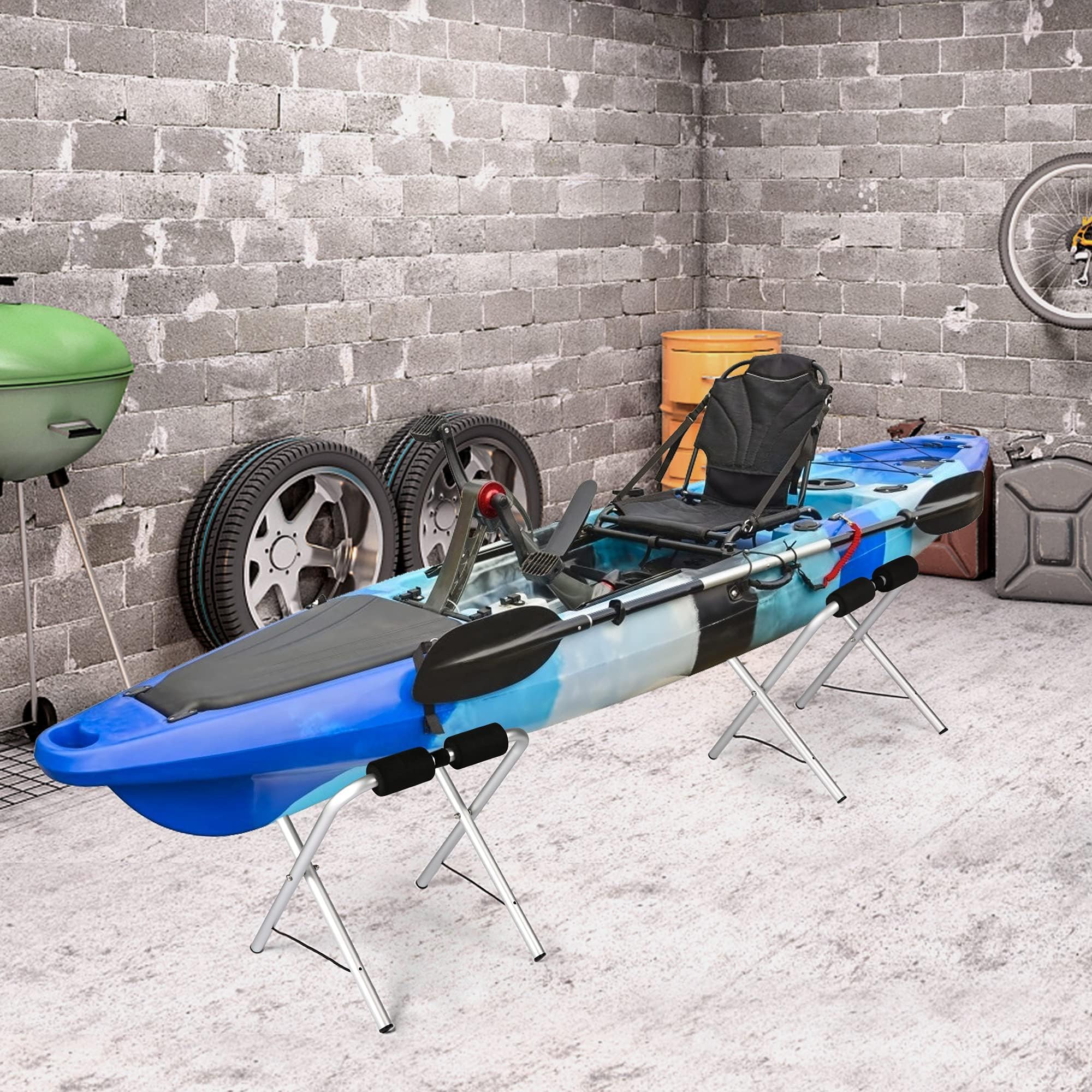 DC DICLASSE Kayak Storage Rack, Aluminum Freestanding Kayak Stand with 165 LBS Capacity, Foldable Portable Kayak Paddle Holder for Indoor and Outdoor