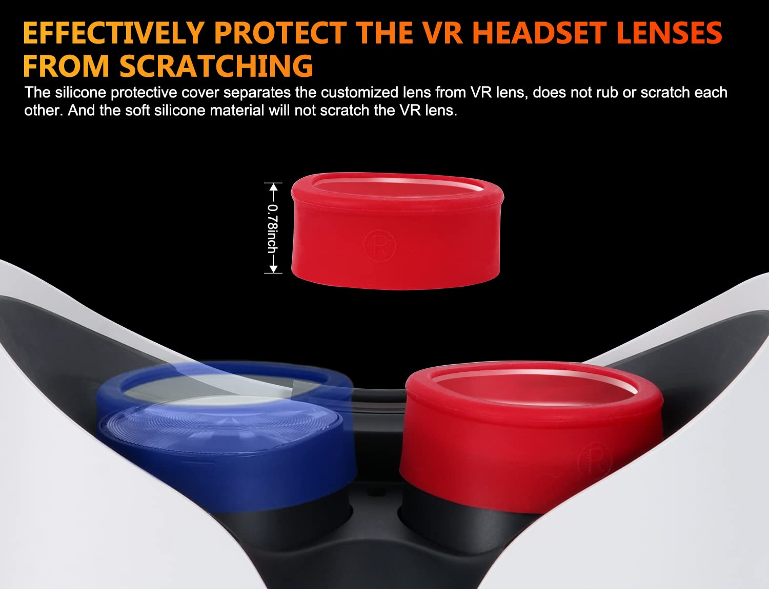 Customized Myopia Lens Insert Compatible with Meta/Oculus Quest 2, Blue Light Blocking Lens with Silicone Protective Cover, Easy to Install & Remove, Anti-Fog Anti-Glare(Two Lenses, SPH:-6.00)