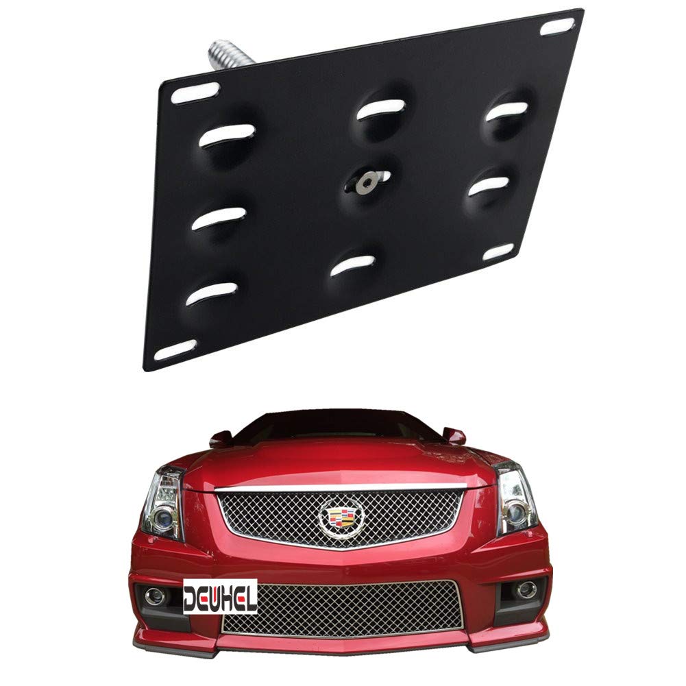 DEWHEL Front Bumper Tow Hook License Plate Mount Bracket Holder Bolt On for 2008-2013 Cadillac CTS Sedan 2010-2014 Cadillac CTS Wagon 2011-2014 Cadillac CTS Coupe