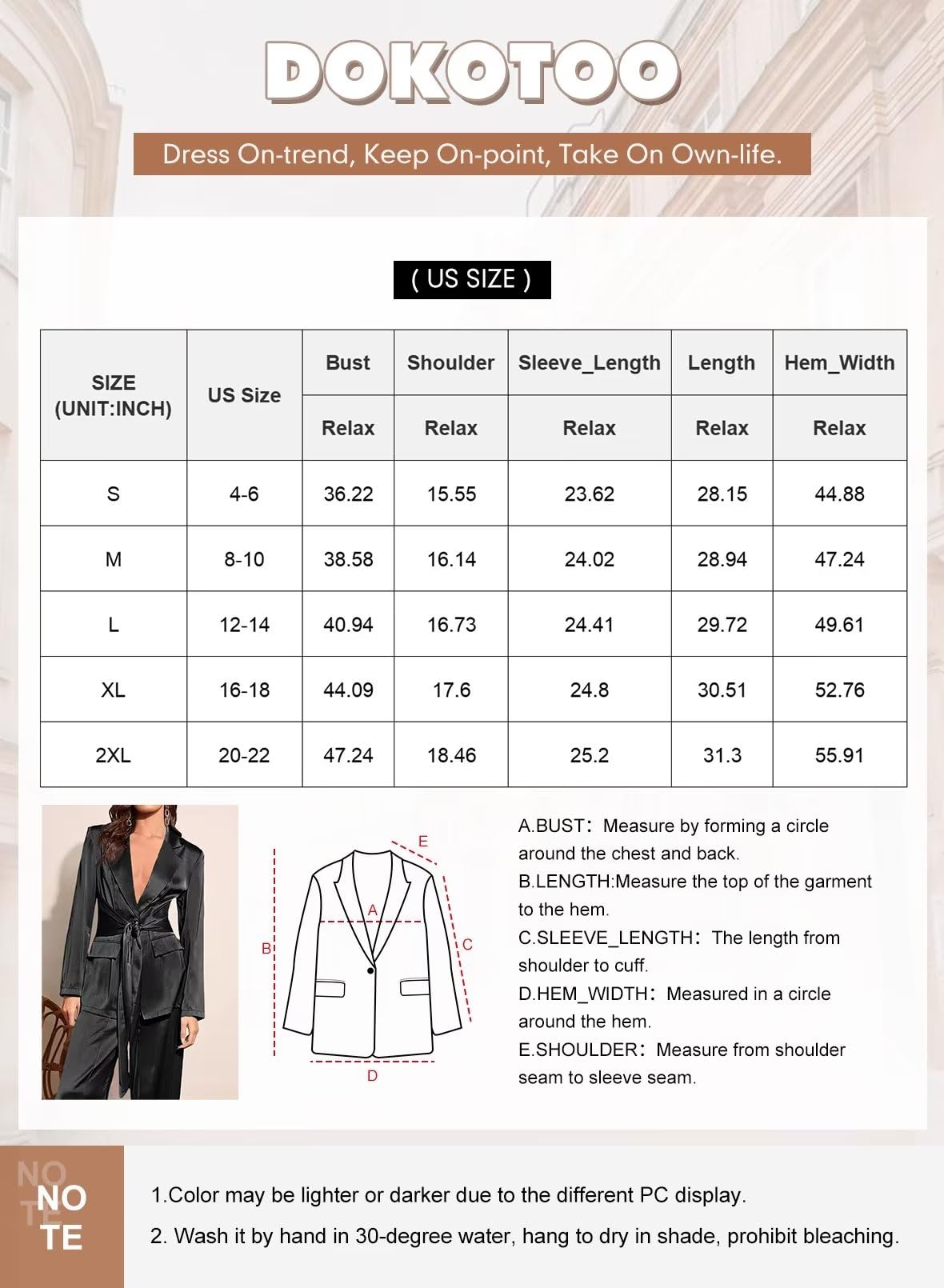 Dokotoo Womens Satin Blazers for Work Profession Wrap Tie Waist Blazer Office Blazers Casual Jacket Lightweight Blazer for Women Apricot M
