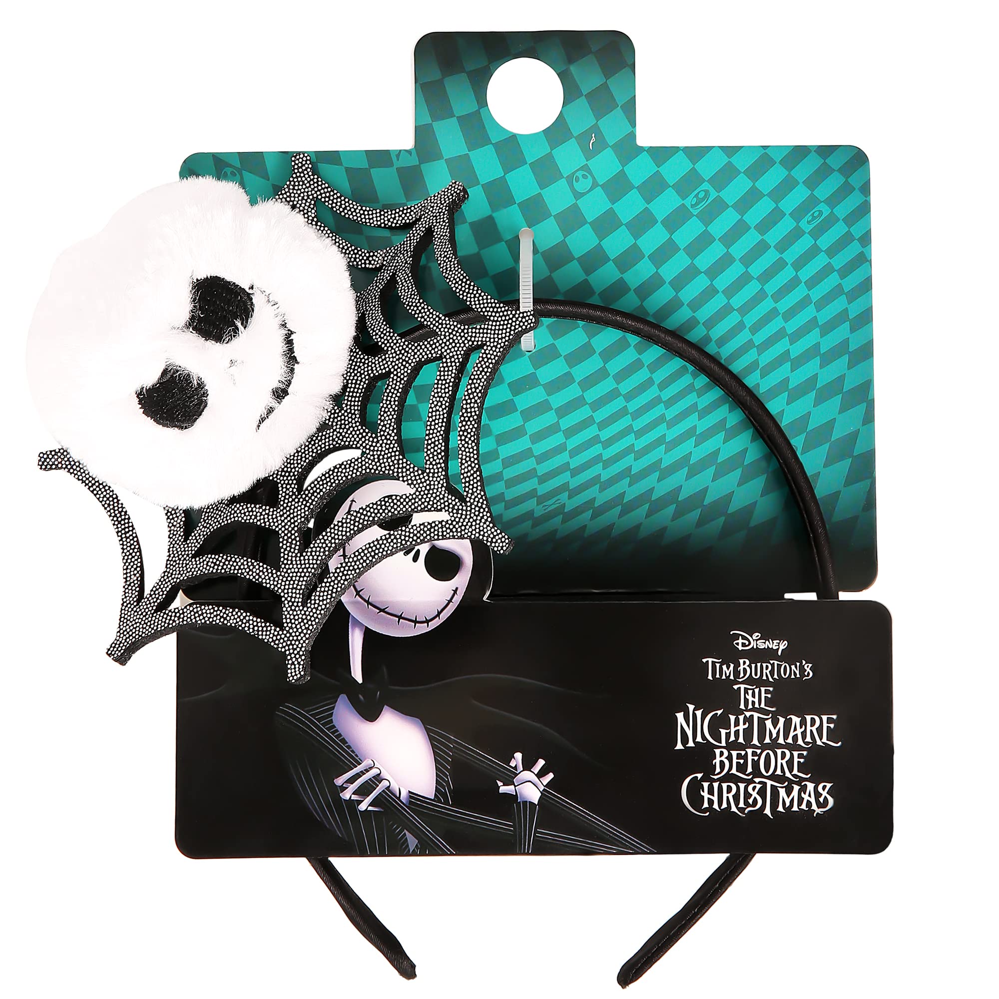 Disney The Nightmare Before Christmas Headband for Women - Black Batwings Headband with Striped Bow and Jack Skellington Charm