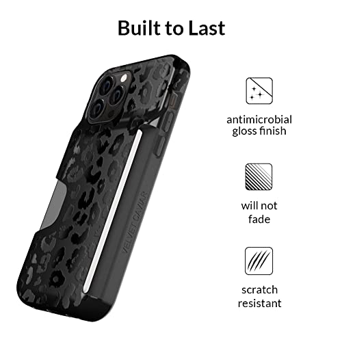 Velvet Caviar Compatible with iPhone 13 Pro Max Wallet Case for Women - Credit Card Holder Slot - Cute Slim & Protective Wallet Phone Cases [8ft. Drop Tested] - Black Leopard