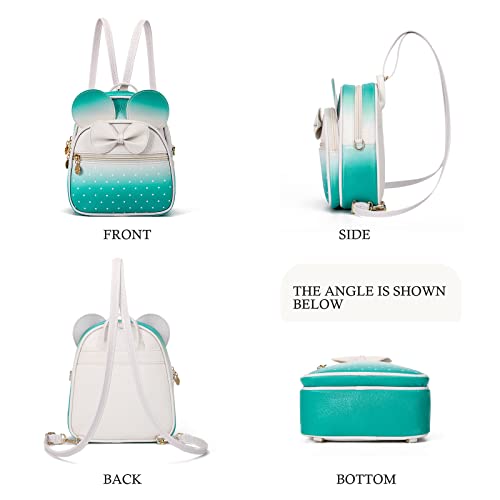 KL928 Girls Mini Backpack Bowknot Polka Dot Cute Small Daypacks Convertible Shoulder Bag Purse for Women
