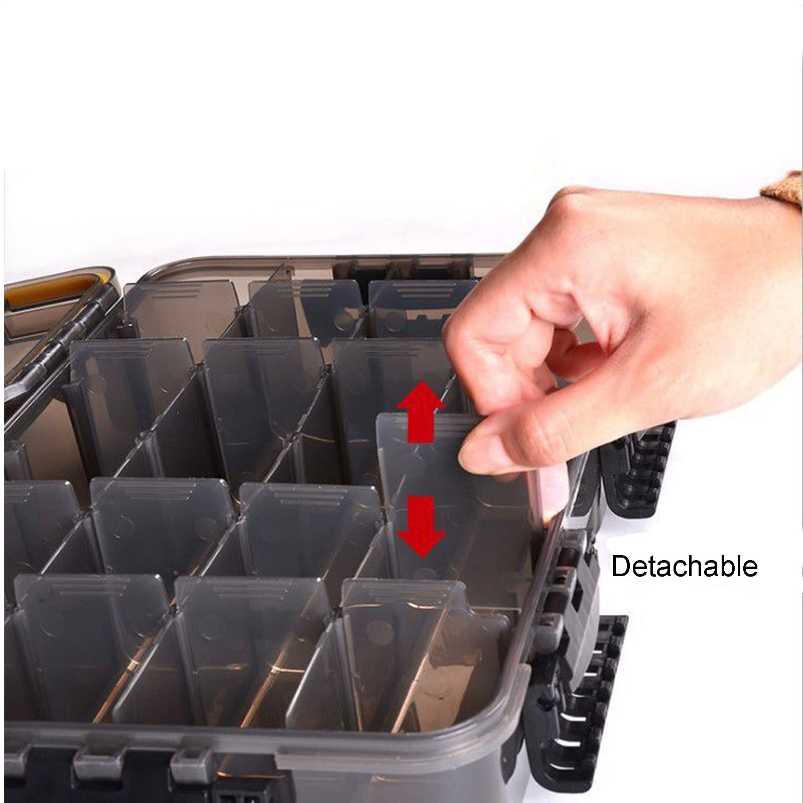 Eupheng 2pc Fly Fishing Tackle Box Storage Trags Organizer Boxes Transparent Adjustable Dividers Hold Terminal Fishing Tackle Lures Boxes 10.6''X6.6''X2''(Grey)