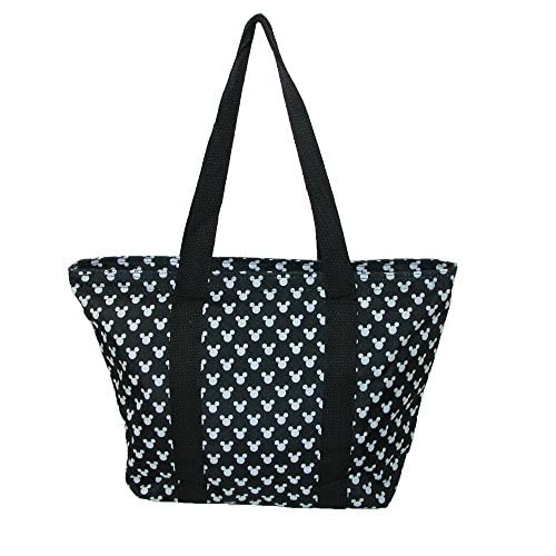 Disney Tote Mickey & Minnie Mouse Icon Print Zipper Travel Bag (Black Polka)