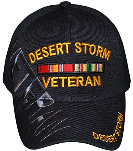 Desert Storm Veteran Baseball Cap Black Military Hat Army Air Force Marine for Vet Men Women