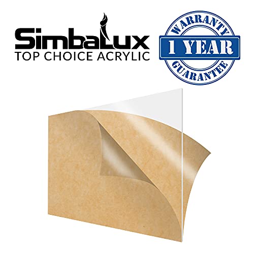 SimbaLux Acrylic Sheet Clear Cast Plexiglass 5β x 7β 0.08β Thick (2mm) Pack of 5 Transparent Plastic Plexi Glass Board with Protective Paper for Photo Frame Replacement, DIY Display Projects, Craft