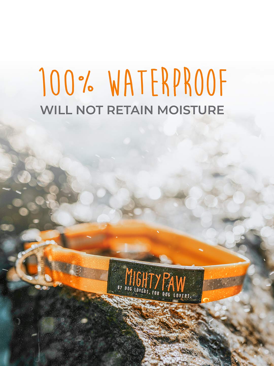 Mighty Paw Waterproof Dog Collar - Smell-Proof Active Gear - Reflective Stripe Coated Nylon Webbing - Waterproof Collar - Comfortable Dog Collar for All Dog Breeds - Dog Collar Durable (Green, Small)