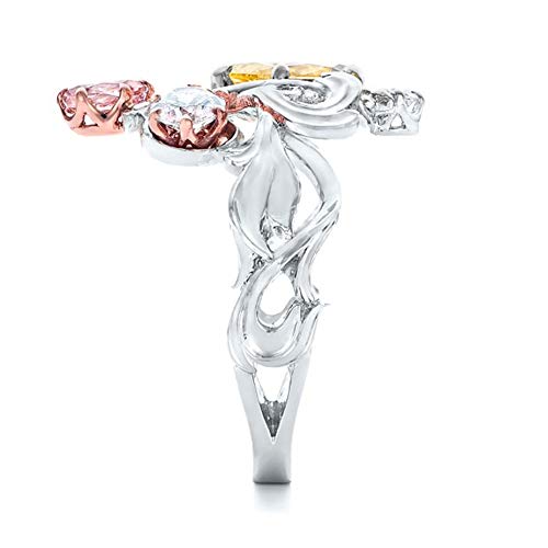 Czjewelry White Gold Plated Yellow Pink and Clear Simulated Diamond Ring | Engagement Rings for Women