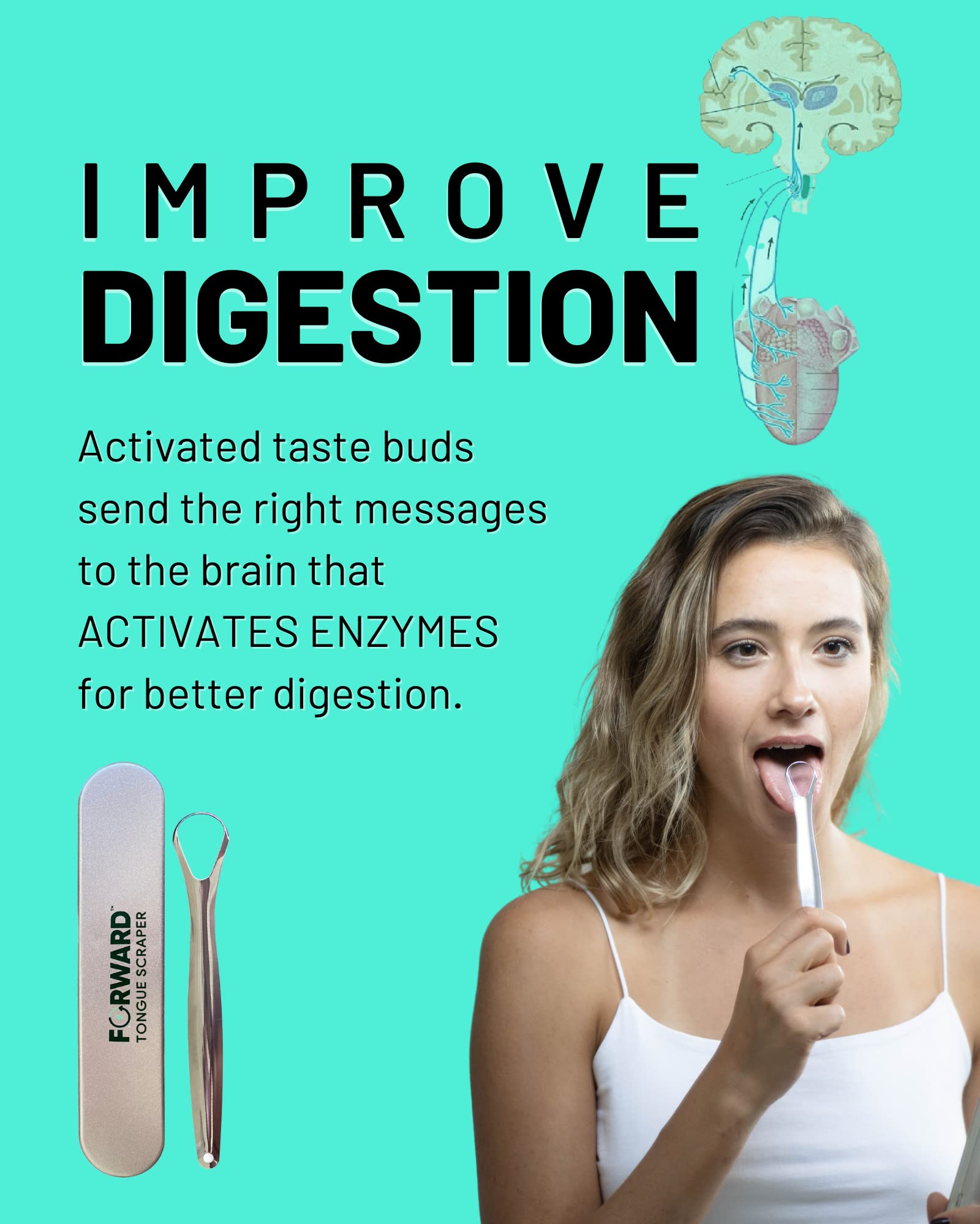 Tongue Scraper for Adults - Oral Care Tool to Remove Plaque, Fight Bad Breath and Enhance Teeth Care, Ergonomic Handle for Better Hygiene also for Kids, Comes With Storage Box, Easy Use, Sterilizable