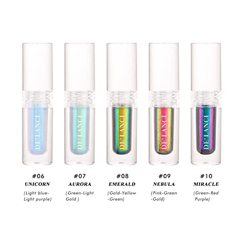 DE'LANCI Metallic Liquid Eyeshadow Chameleon, Intense Duochrome Shifting Eyeshadow Shimmer, Long-lasting With No Crease, Sparkly Highly Pigment Eyeshadow Halloween Makeup, 1.6g (#10 MIRACLE)