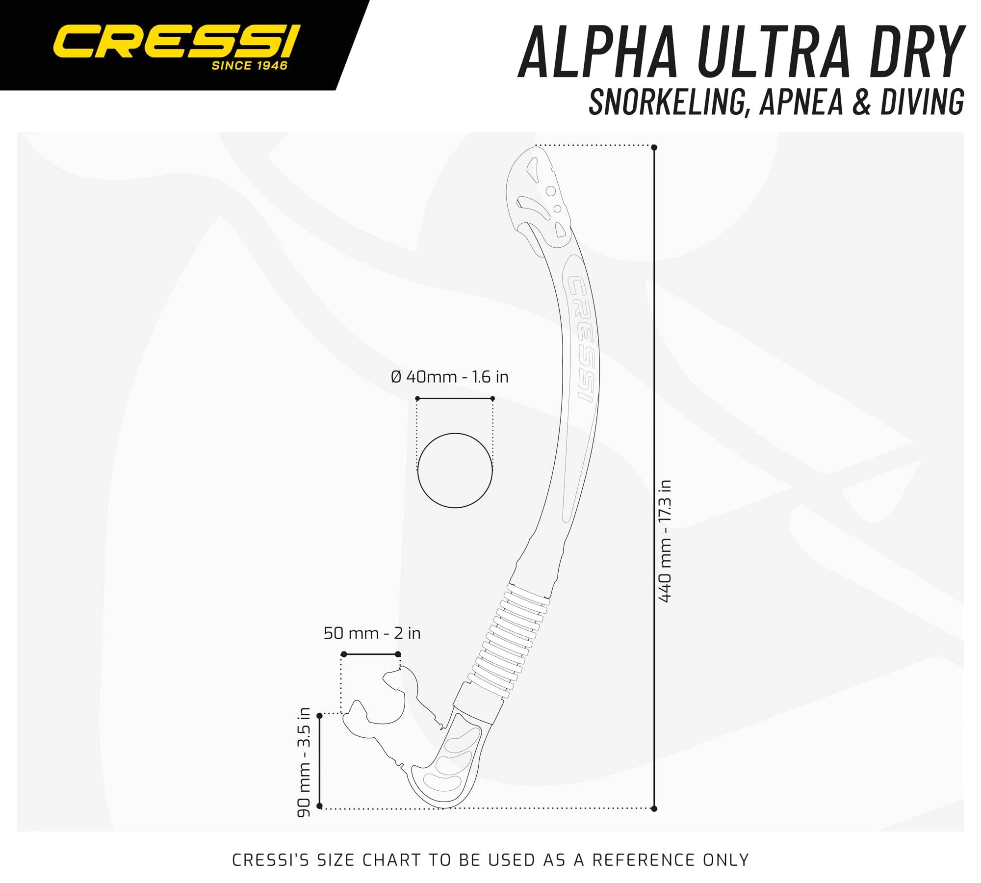 Cressi Alpha Ultra Dry snorkel (black/Silver) (ES258055)