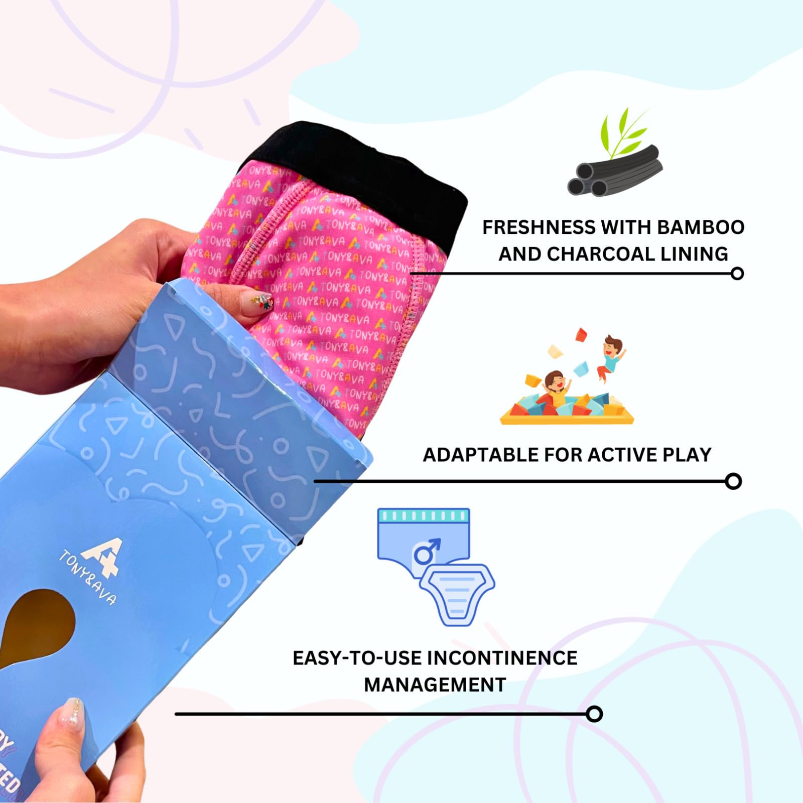 Tony and Ava Potty Training Underwear for Girls, Moisture-Wicking, Soft Cotton Toddler Training Underwear - Breathable, Reusable Training Pants - Small - White