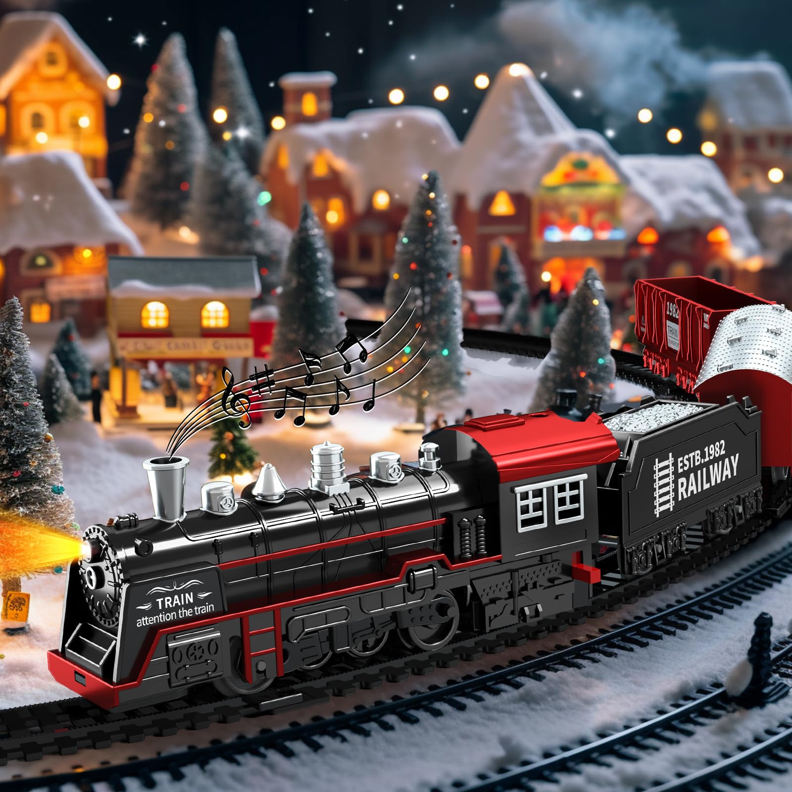 Doloowee Mini Train ElectricTrain Set with Retro Classic Steam(18pcs) Light & Sounds, Gift for Kids, Boys & Girls 3-6 Years