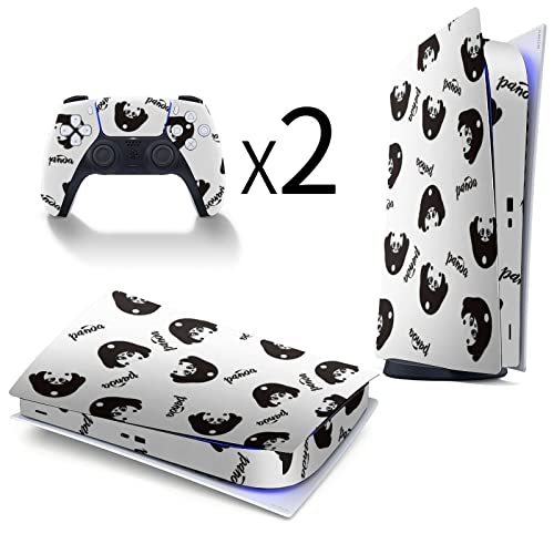 Cute Little Panda Full Protective Skin Cover Design Wrap Decal Sticker Compatible with PS5 Digital Edition Console and Controller