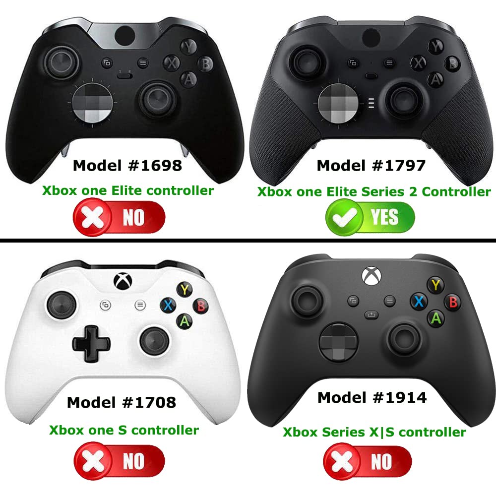 Deal4GO 2-Pack Short Concave Magnetic Analog Thumbstick Set Replacement for Xbox One Elite 2 Controller Standard Thumb Sticks Black (NOT FIT Elite 1698)