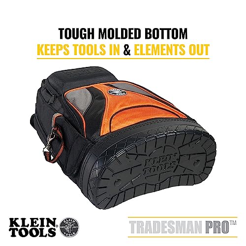 Klein Tools 55421BP-14 Tool Bag Backpack, Heavy Duty Tradesman Pro Tool Organizer / Tool Carrier with 39 Pockets and Molded Base