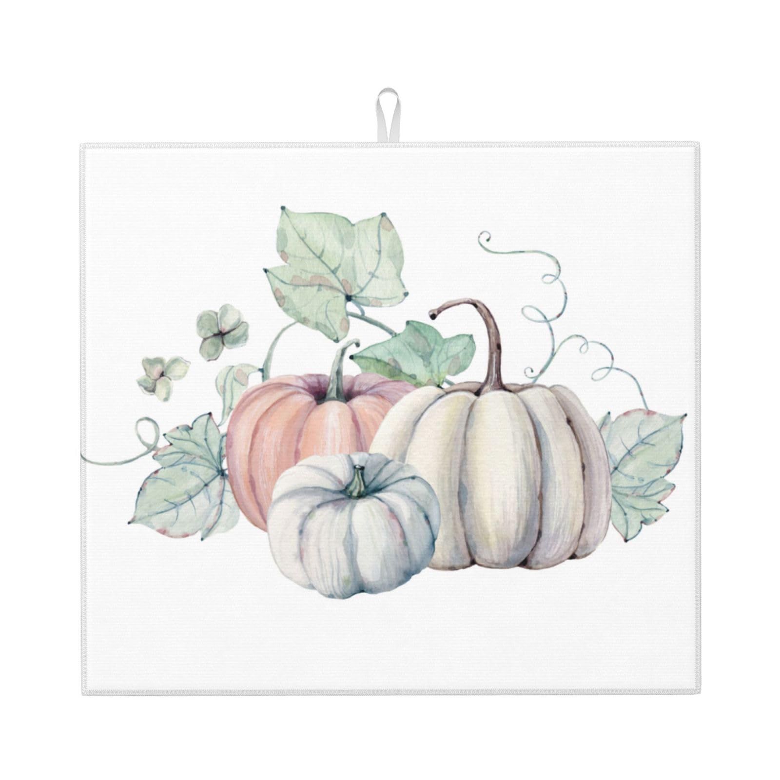 Dish Drying Mat Pumpkin Autumn Fall for Kitchen Counter Absorbent 16x18 Inch Microfiber Dishes Plate Glass Dry Draining Pad Reversible Washable