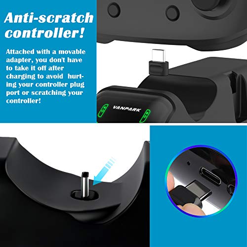 Controller Charger Station for Nin-tendo Switch/PS5, Upgraded 5-in-1 Remote Charging Dock Stand Station Compatible with Switch Joy-Con & Pro & PS5 Controller with LED Charging Indicator Light