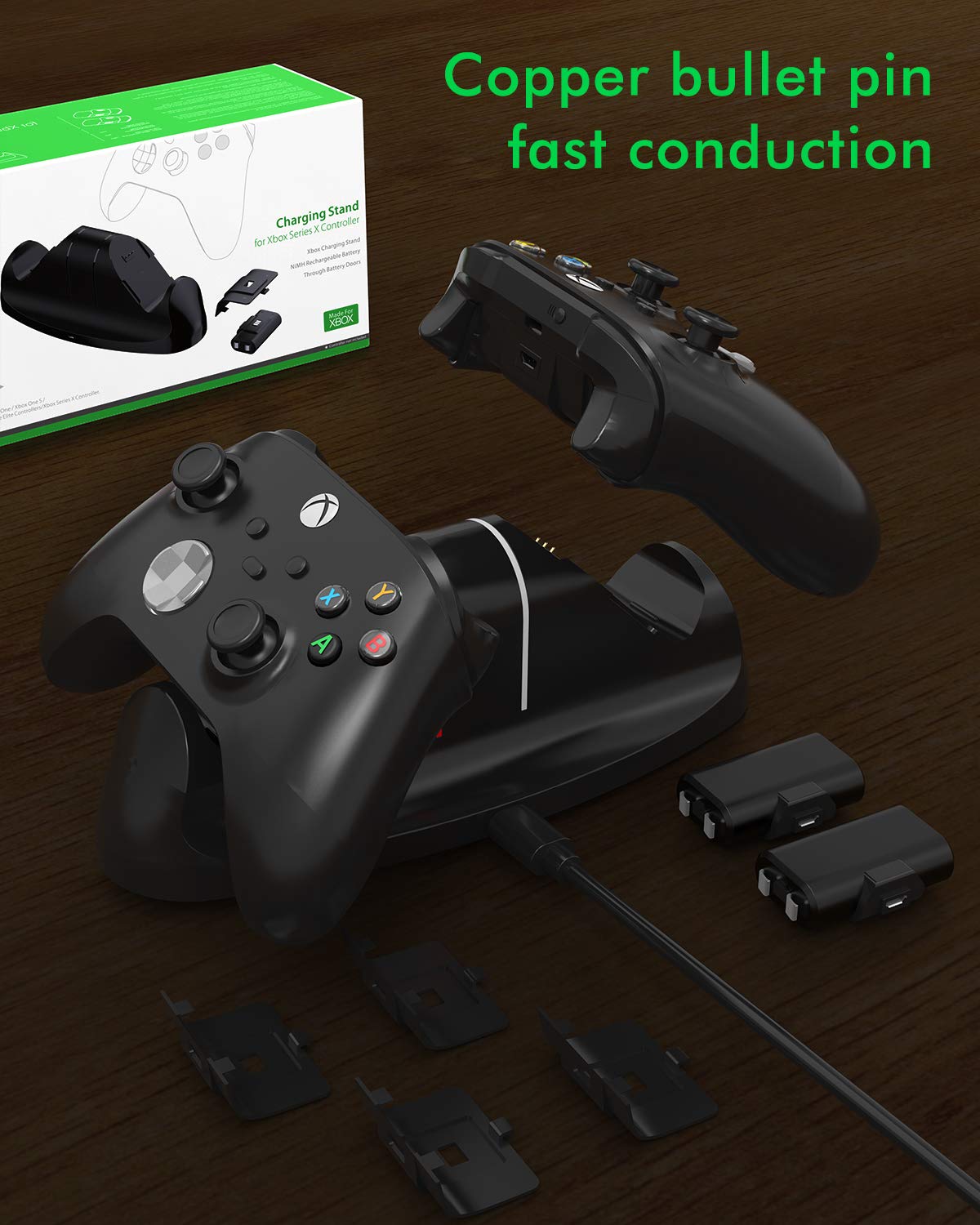 Controller Charger Station for Xbox One/Xbox Series X|S, OLCLSS Controller Battery Pack for Xbox Series X|S/Xbox One/Xbox One S/Xbox One X/Xbox One Elite Controller with 2x1100mAh Rechargeable Battery