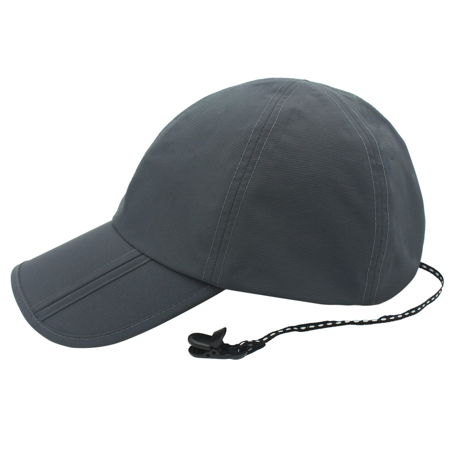 D.Jee Au Folding Baseball Cap for Mens and Womens,Quick Dry Adjustable Outdoor Cap,UPF 50+ Sun Protection Sport Hats (One Size, Dark Gray)