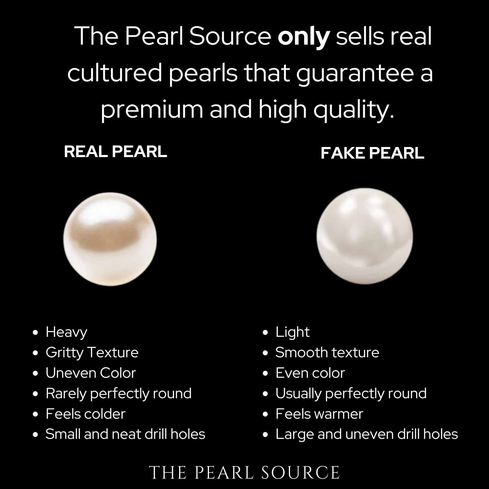 The Pearl Source Real Pearl Necklace for Women with AAA+ Quality Round White Freshwater Genuine Cultured Pearls | 14K Gold Clasp Yellow Gold