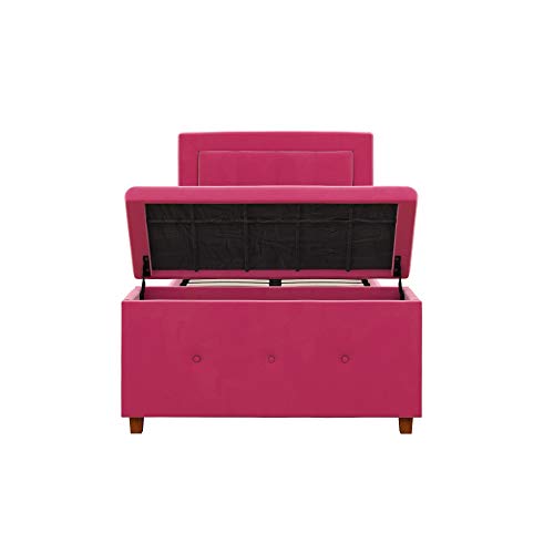 DHP Davina Upholstered Bed with Storage Chest for Kids, Twin Size, Pink Velvet
