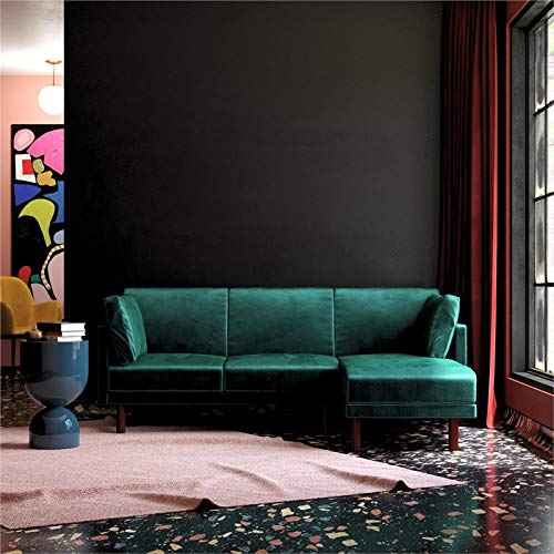 DHP Gracy Coil Sectional Futon in Green Velvet