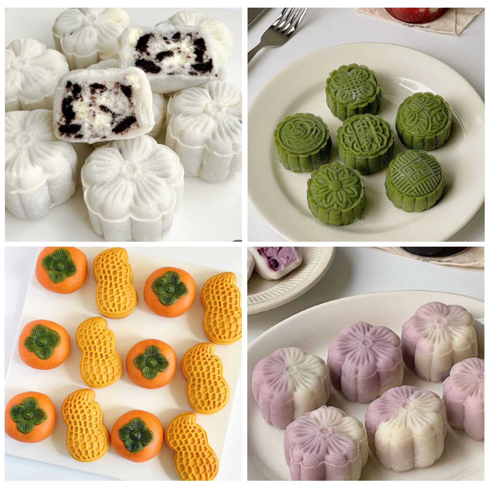 Fruit mid-autumn moon cake press mold, hand-pressed mooncake dessert DIY with 1 stamp flower, moon cake puff pastry press mold DIY (1 Strawberry Stamp-1)
