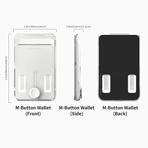 Sinjimoru Pop Up Phone Wallet for MagSafe, Magnetic Phone Credit Card Holder for Back of Cell Phone Case with Quick Access for iPhone 12, 13 & 14 Series. M-Button Wallet Matte Clear