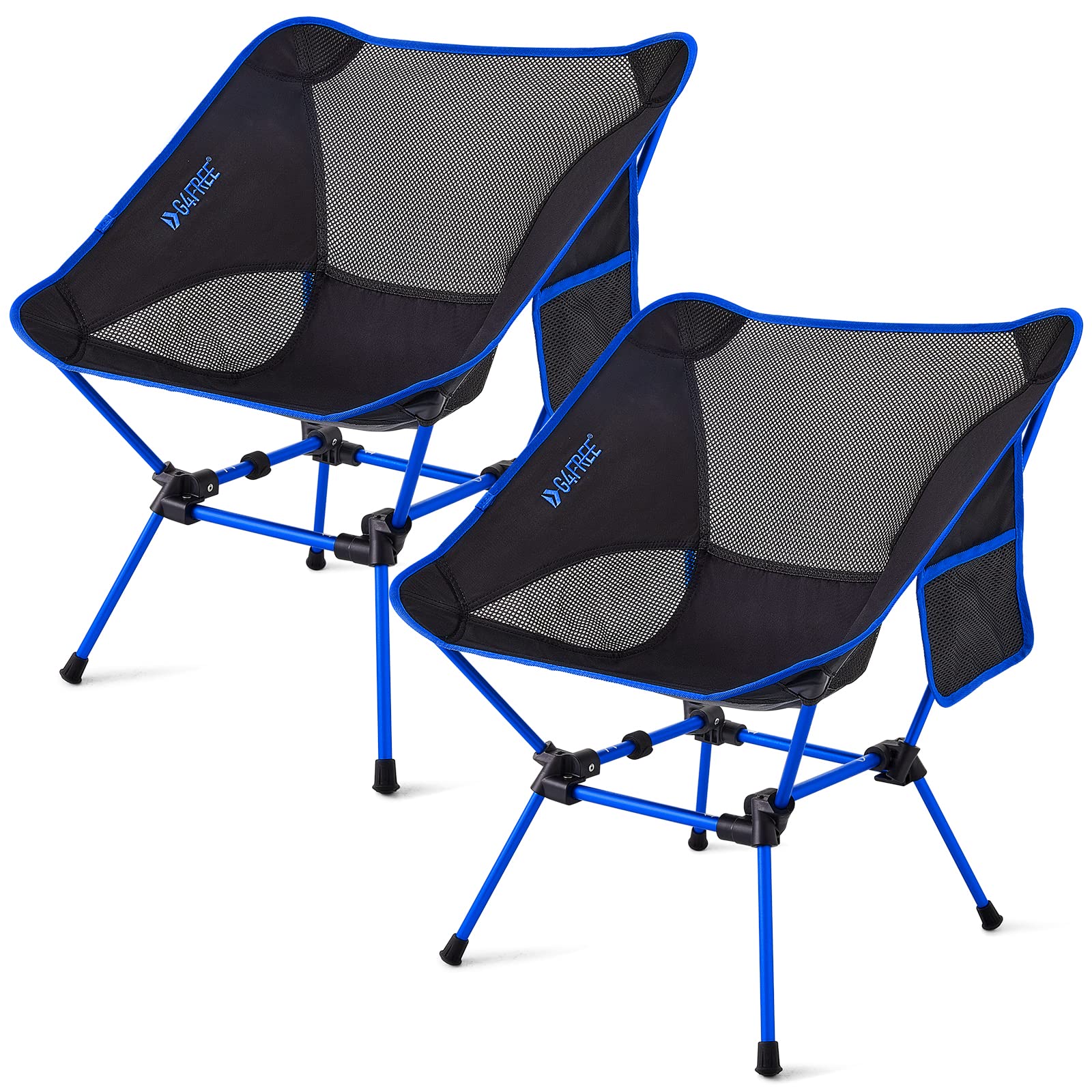 G4Free 2Pcs Folding Camping Chairs Portable Camping Table with Aluminum Table