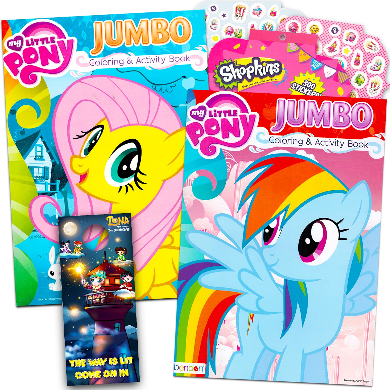 M L P My Little Pony Coloring Book Bundle with Stickers (2 Jumbo Books Featuring Rainbow Dash, Fluttershy, Pinkie Pie and More)