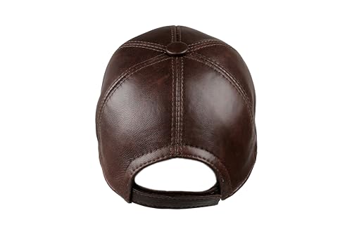 HATSQUARE Genuine Leather Baseball Cap Adjustable Soft Feel Dad Plain Hat Stylish Classic for Women Men Unisex (Darkbrown)