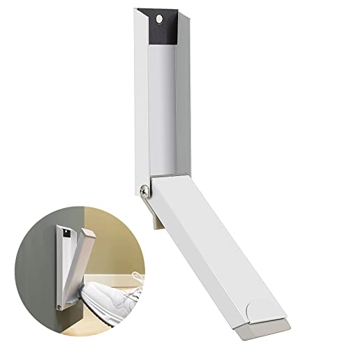 Easy Pedal Door Stoppers, No Drilling Door Stop Hold Door Open, One Touch Kick Down Doorstop Holder for Bottom of Door(White, 1 Pack)