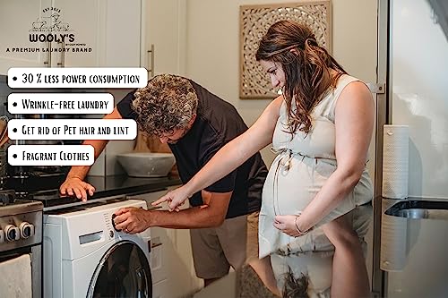 Wooly's Wool Dryer Balls, 8-PACK XL Sized Premium, Natural Fabric Softener, Replaces Dryer Sheets, Reduce Wrinkles & Static Cling, 30% Less Drying Time, Less Energy, Baby-safe. Balls for Laundry Dryer