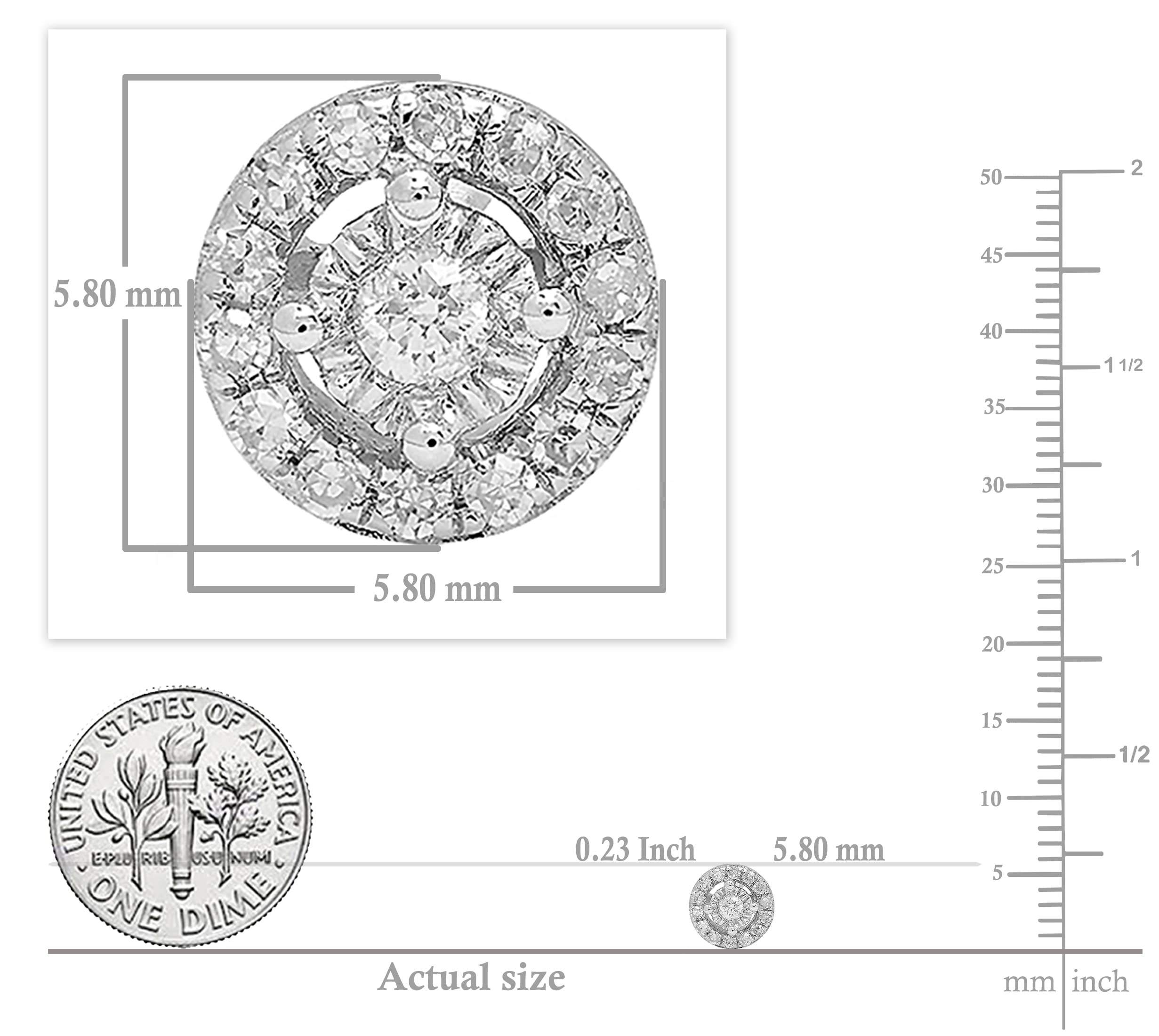 Dazzlingrock Collection Round White Diamond Centre Halo Illusion Set Stud Earrings for Her (0.20 ctw, Color I-J, Clarity I2-I3) in 10K White Gold in Screw Back