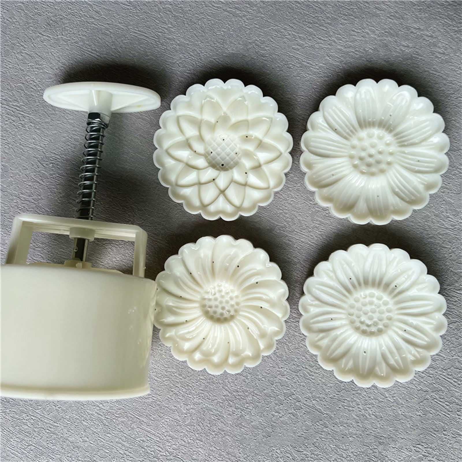 Fogun 200g Flower Shape Plastic Mooncake Molds Mooncake Mold DIY Baking Accessories Kitchen Tools for Mid-Autumn Festival